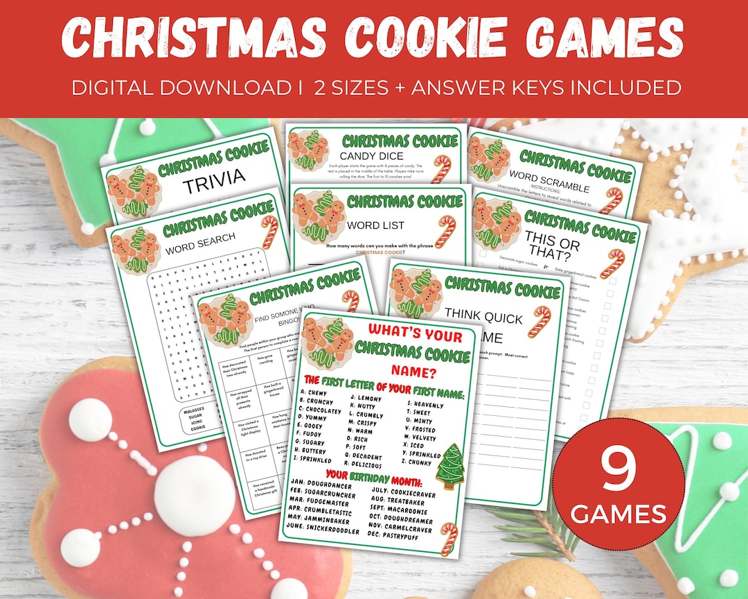 Christmas Cookie Game Bundle, 9 Christmas Cookie Exchange Party Games ...