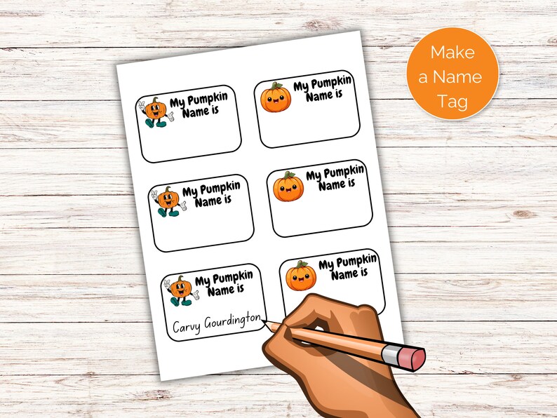 What's Your Pumpkin Name Game + Name Tags, Pumpkin Carving Party ...