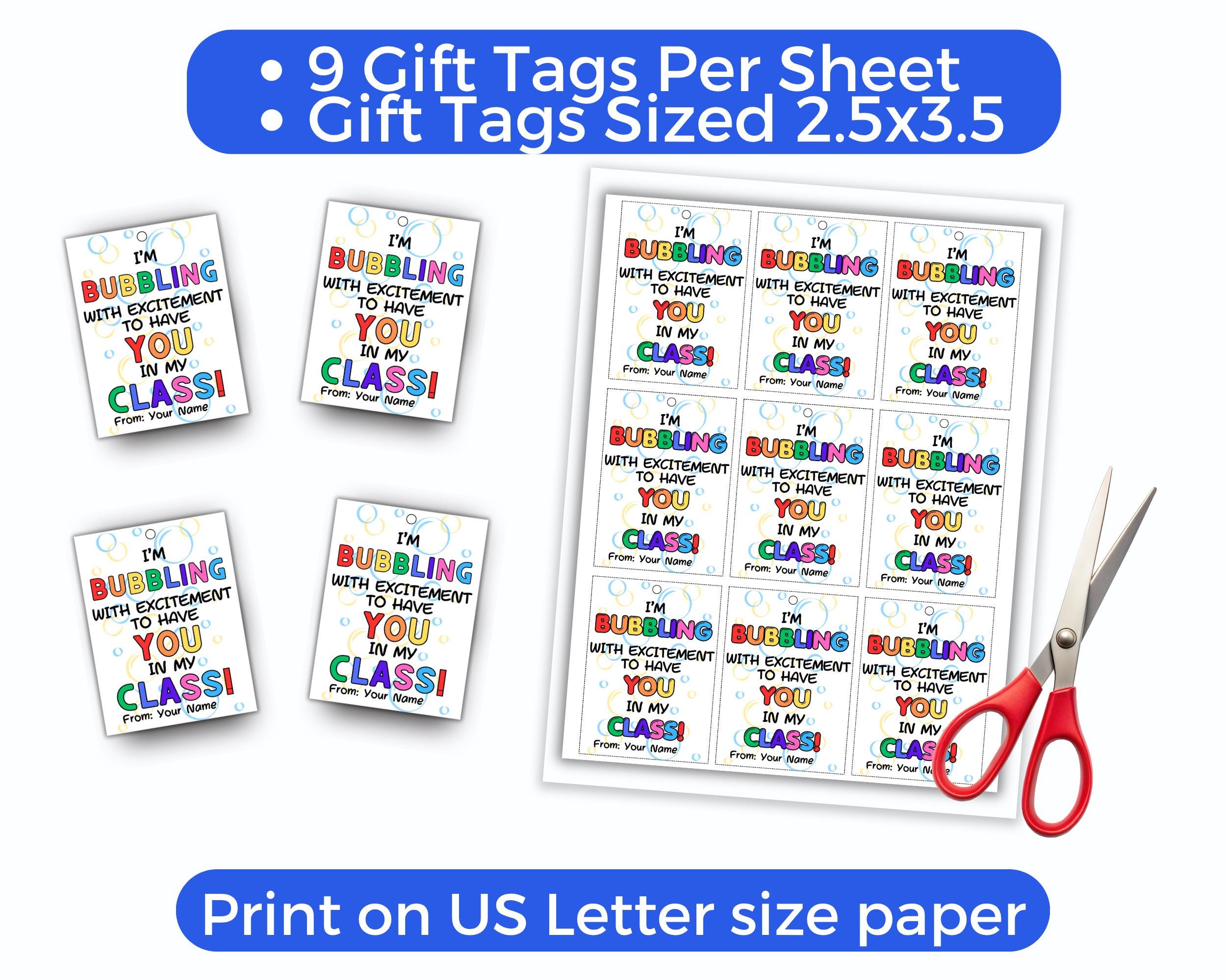 Editable Back to School Bubble Gift Tags, Printable First Day of School ...