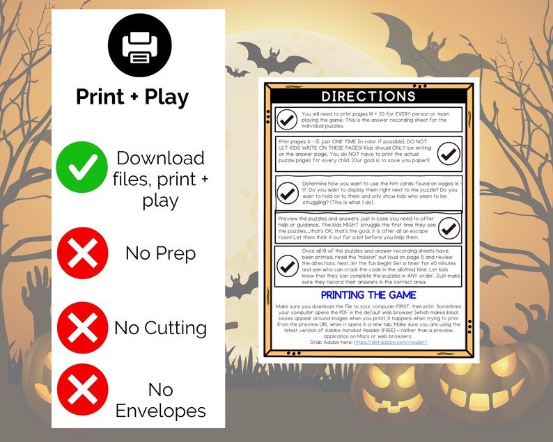 Escape Room de Halloween para niños, Kit imprimible, Actividad de ...