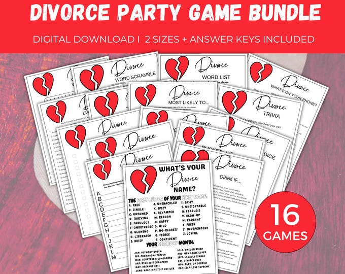 Breakup Party Games Bundle Printable Breakup Games Divorce Newly Single ...