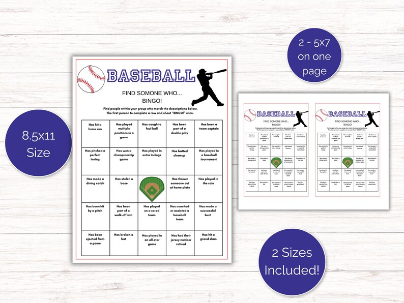 Baseball Find Someone Who Game, Printable Baseball Party Mix and Mingle ...