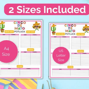 Cinco De Mayo Potluck Sign up Sheet, Printable Cinco De Mayo Party ...