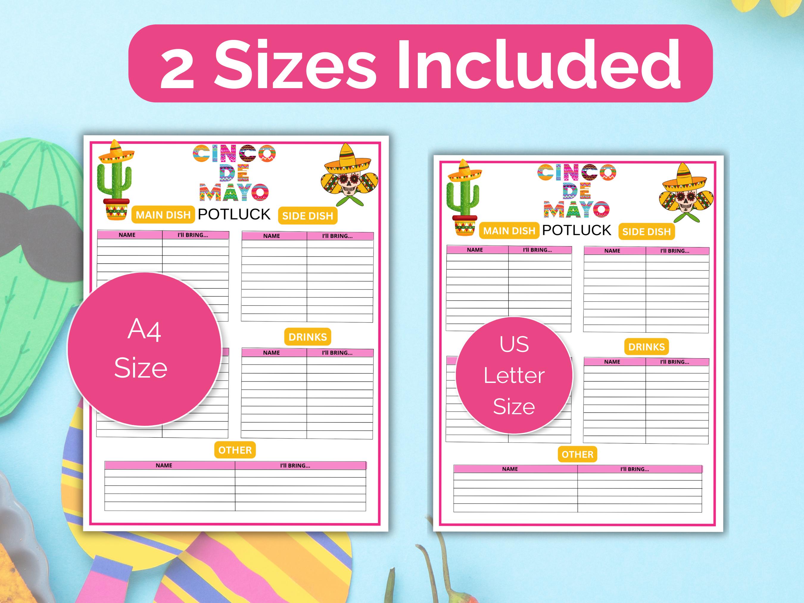 Cinco De Mayo Potluck Sign up Sheet, Printable Cinco De Mayo Party ...