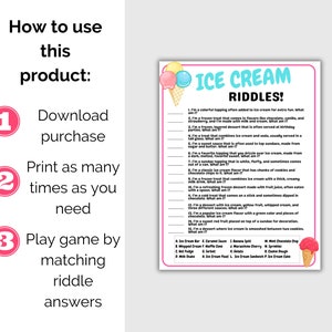 Ice Cream Riddles, Ice Cream Social Game, Ice Cream Birthday Activity ...