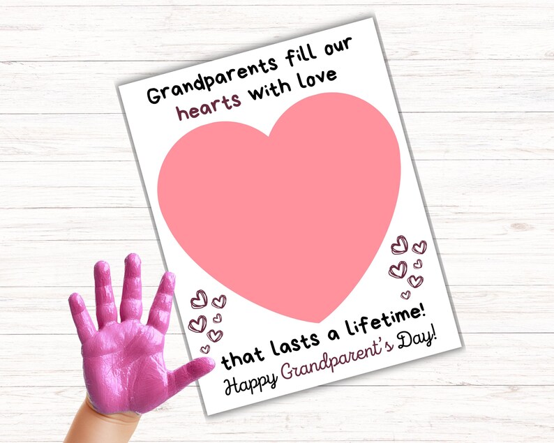 Grandparents Day Handprint Art, Heart Grandparents Day Handprint Craft ...