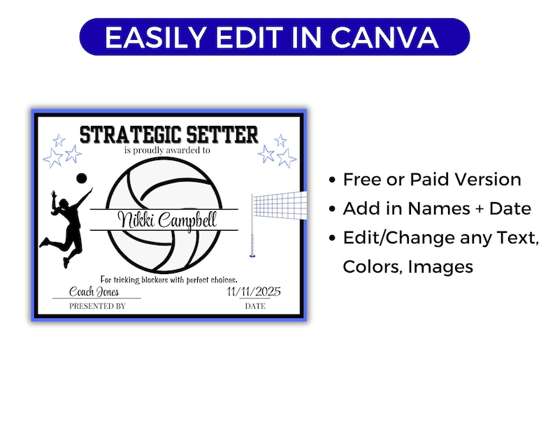 Editable Volleyball Award Certificates, 101 Printable End of Season ...