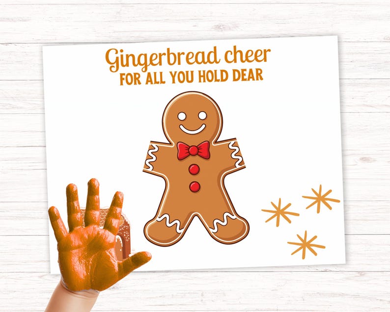 Gingerbread Man Handprint Art, Christmas Handprint Craft for Toddlers ...