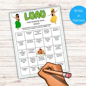 Luau Find Someone Who Game, Hawaiian Party Mix and Mingle, Aloha Party ...