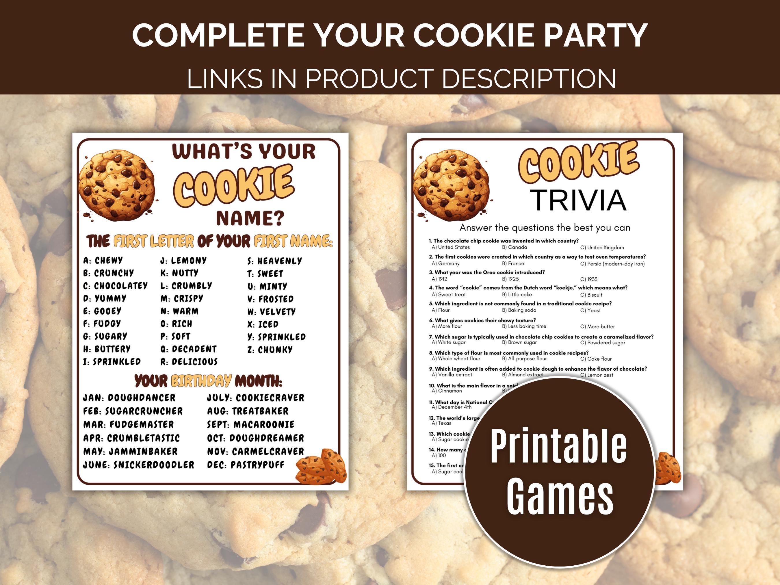 Cookie Match Game, Printable Cookie Exchange Game, Cookie Matchup Game ...