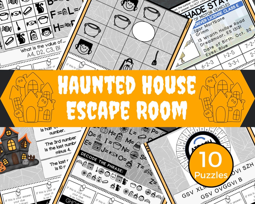 Haunted House Escape Room, Halloween Printable Escape Room Kit, DIY ...