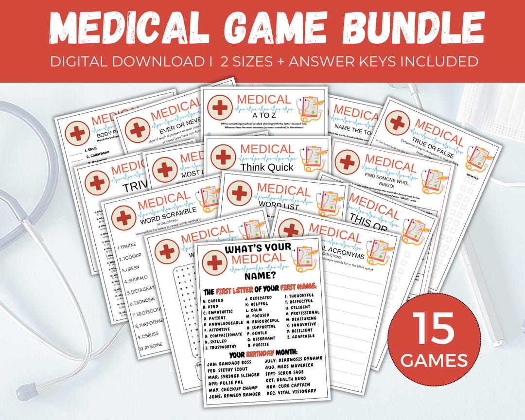 Medical Game Bundle, 15 Printable Medical Games, Nursing Games ...