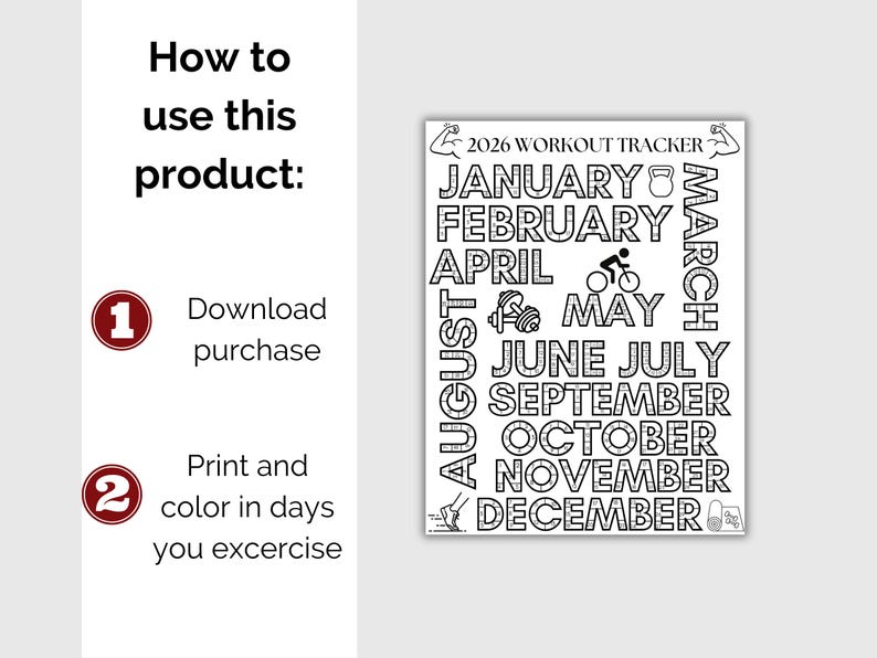 2026 Workout Tracker Coloring Page, Printable Fitness Tracker Coloring ...