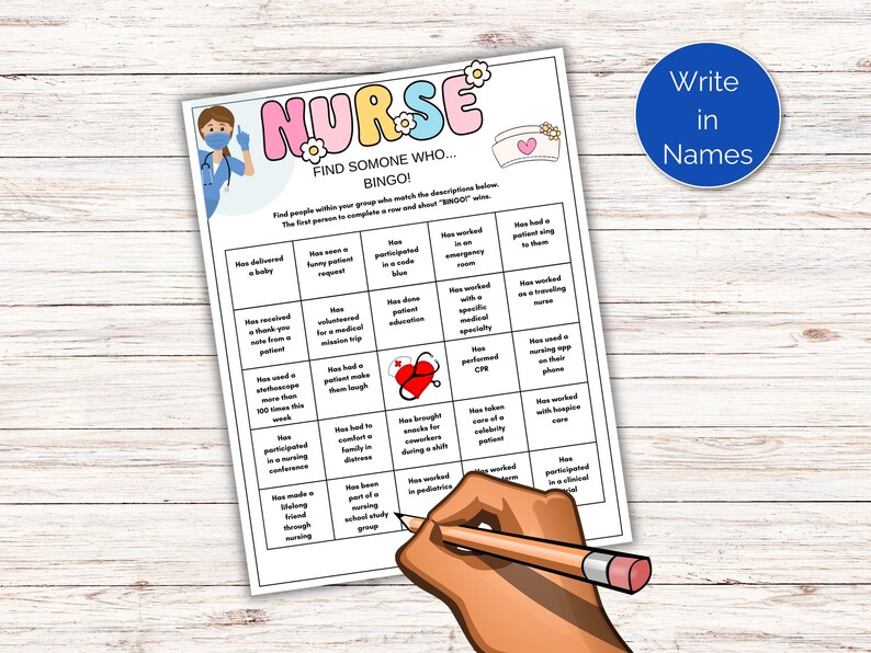 Nurse Find Someone Who Game, Nurse Graduation Game, Human Bingo Party ...