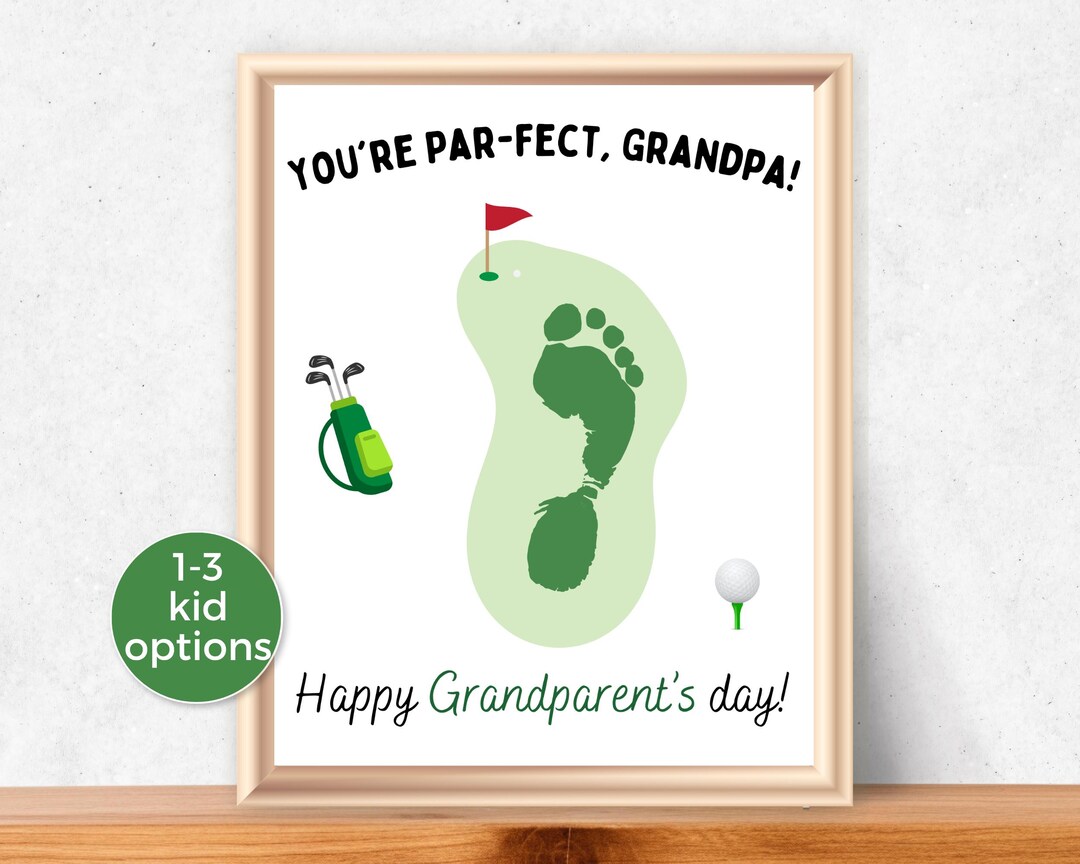 Golf Grandpa Footprint Art up to 3 Kids, Grandparents Day Handprint ...
