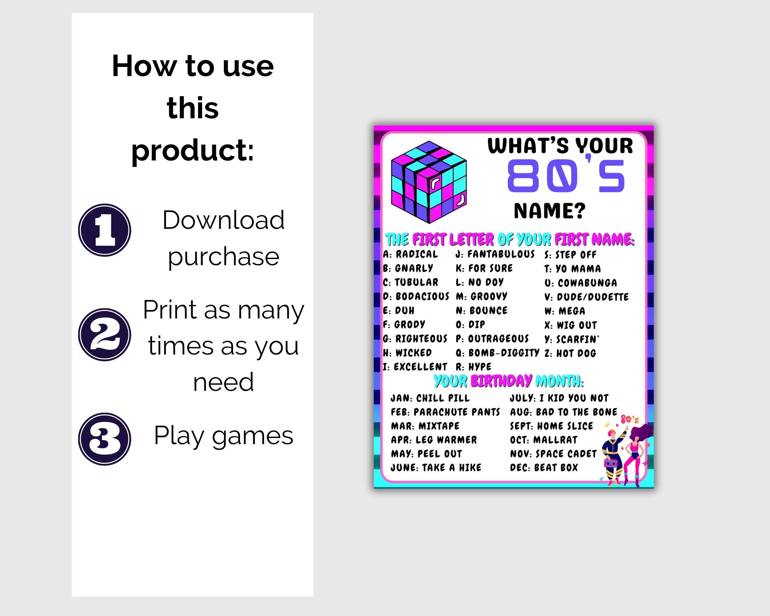 80s Party Game Bundle, 12 Printable 80s Activities, 80s Games for Kids ...