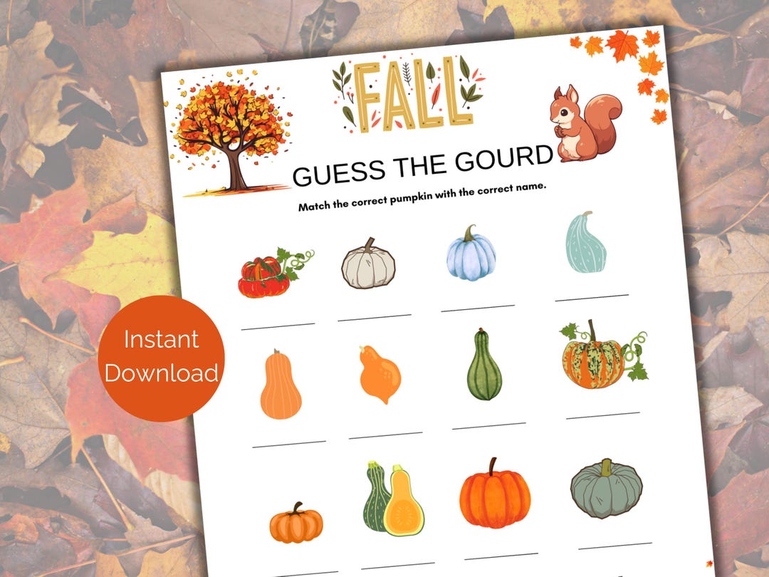 Fall Pumpkin Match Game, Printable Fall Match Game, Pumpkin Trivia Game ...
