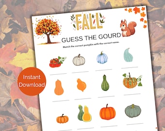 Fall Pumpkin Match Game, Printable Fall Match Game, Pumpkin Trivia Game ...