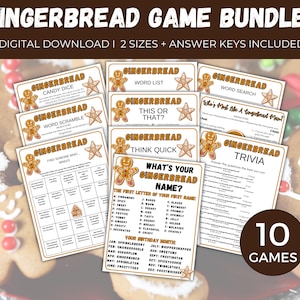 Gingerbread Game Bundle, 10 Printable Gingerbread Party Games ...