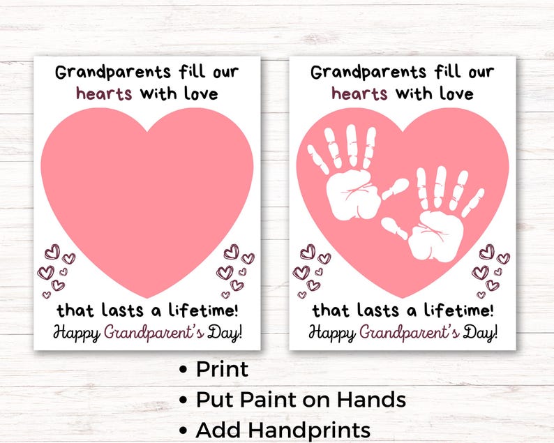 Grandparents Day Handprint Art, Heart Grandparents Day Handprint Craft ...