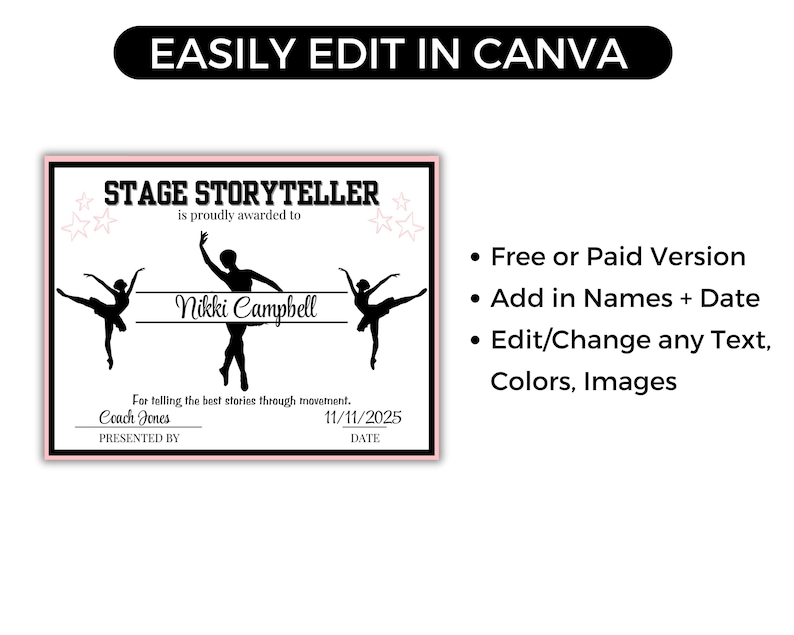 Editable Dance Award Certificates, 101 Printable End of Season Dance ...