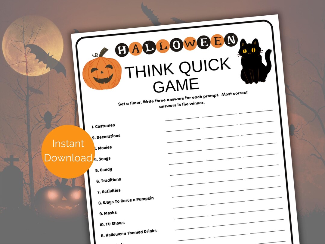 Halloween Think Quick, Halloween Trivia Game, Halloween Party Games ...