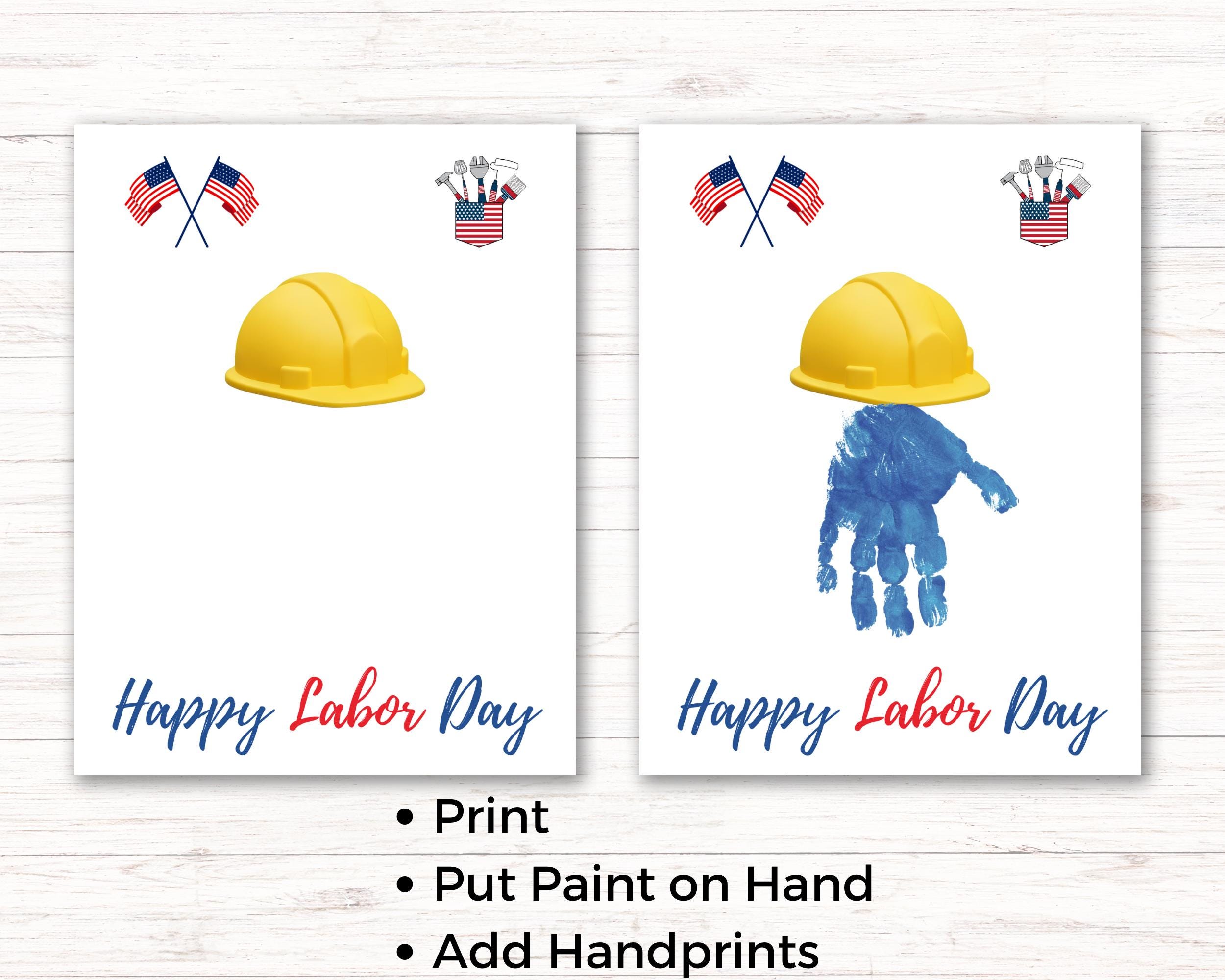 Labor Day Handprint Art, Labor Day Hard Hat Handprint Craft for ...