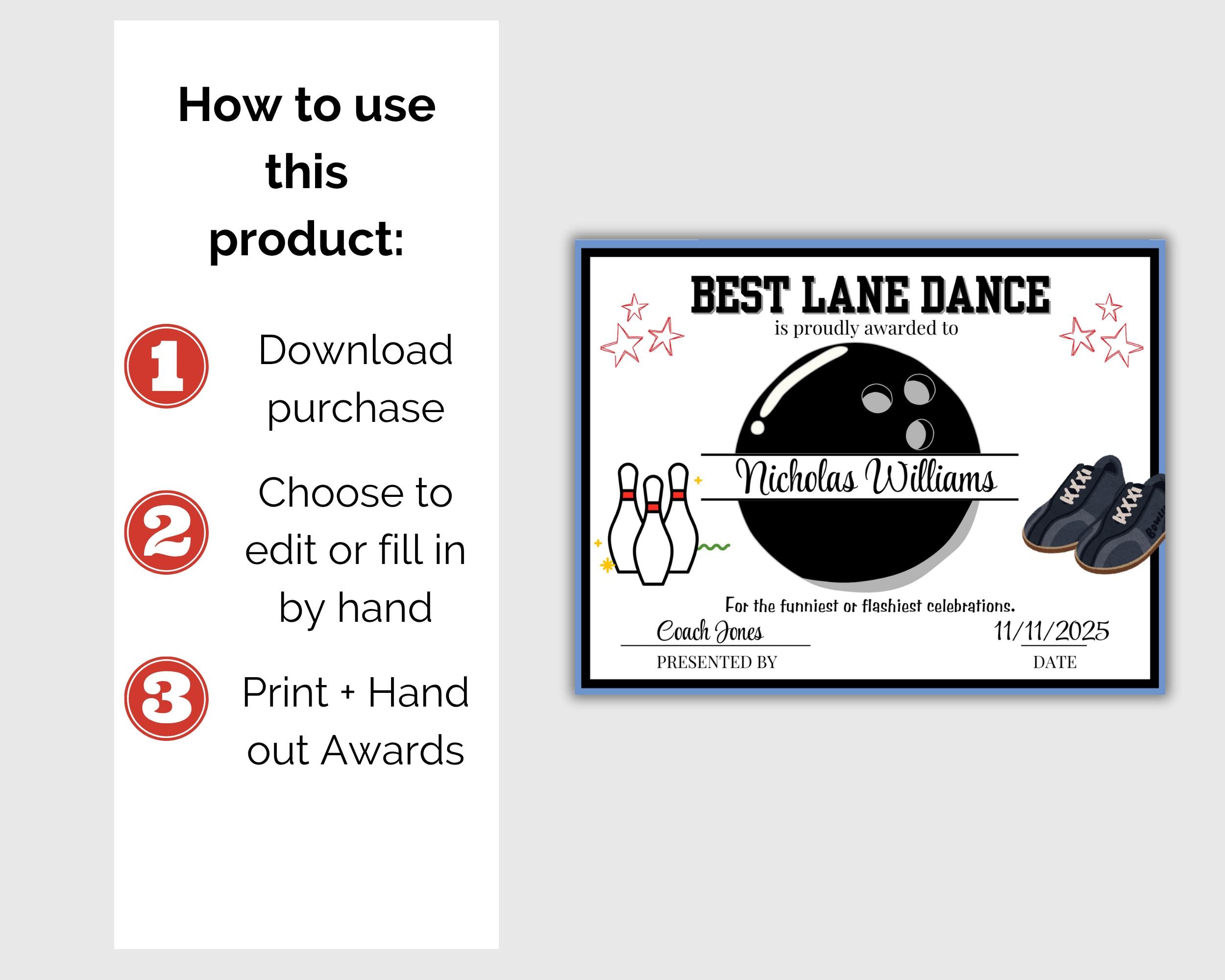 Editable Bowling Award Certificates, 101 Printable End of Season ...