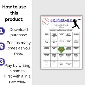 Baseball Find Someone Who Game, Printable Baseball Party Mix and Mingle ...