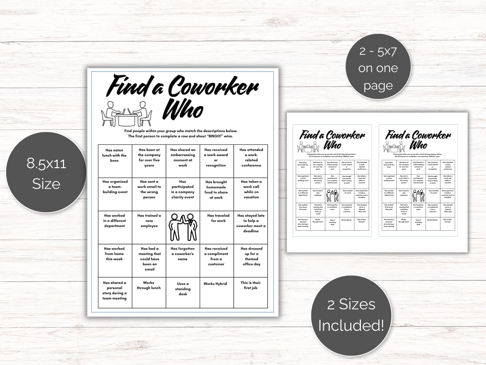 Coworker Find Someone Who Game, Office Party Mix + Mingle, Human Bingo ...