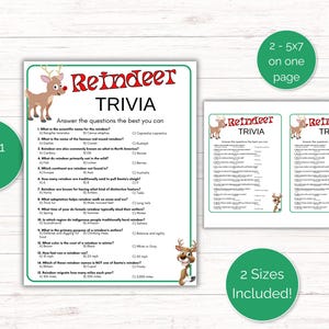 Reindeer Trivia Game, Printable Reindeer Quiz, Christmas Party Game ...