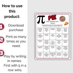 Pi Day Find Someone Who Game, Pi Day Party Mix and Mingle, Human Bingo ...