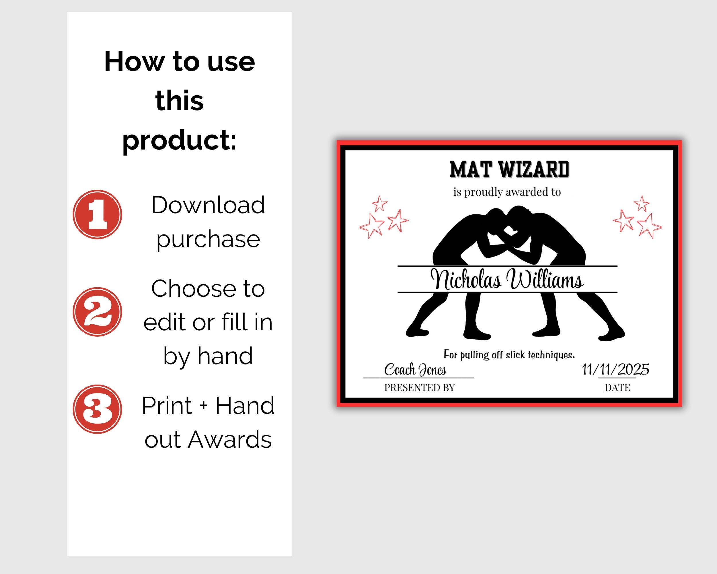 Editable Wrestling Award Certificates, 101 Printable End of Season ...