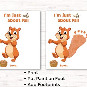 Squirrel Fall Footprint Art, Fall Handprint Craft for Toddler, Fall ...