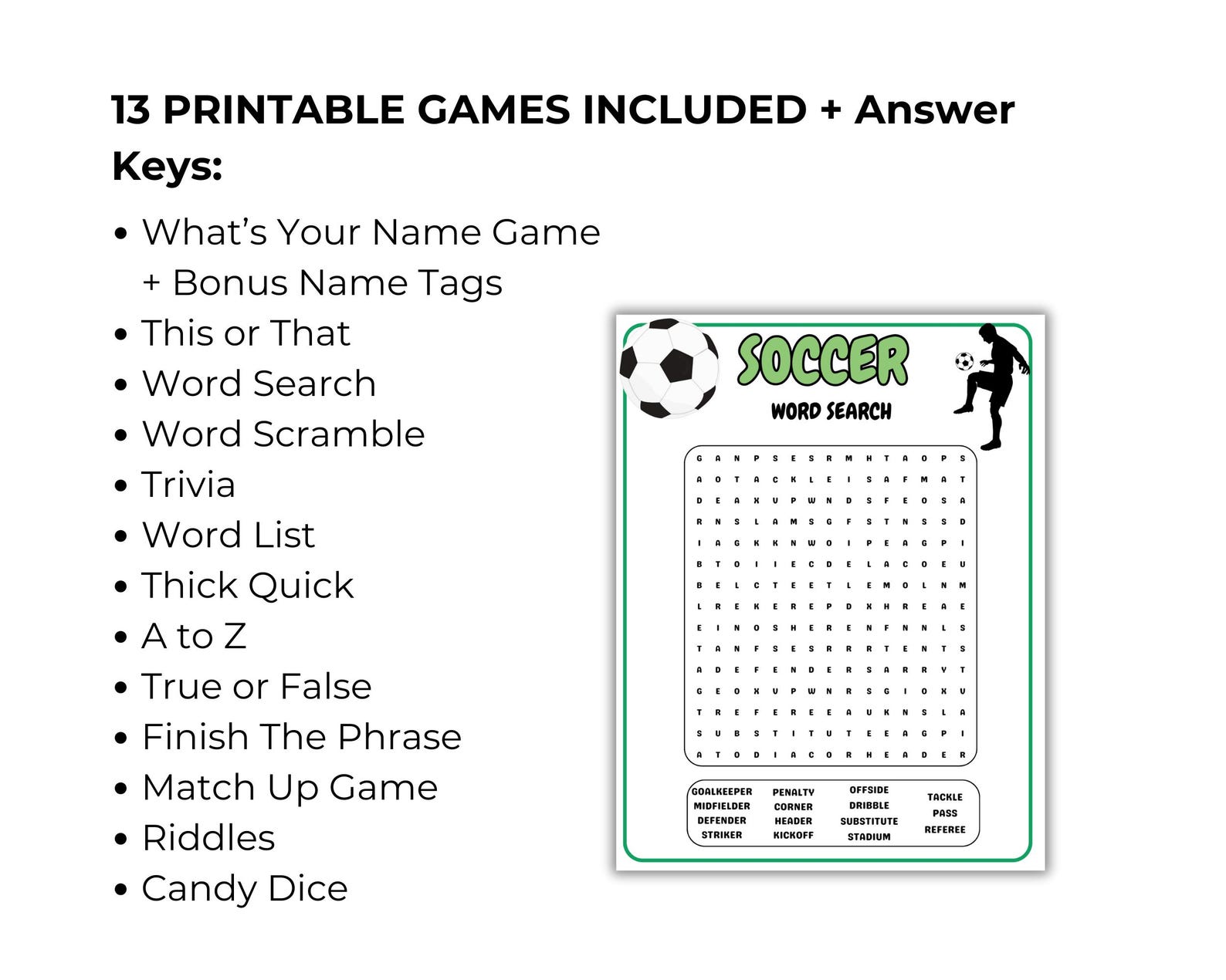Soccer Games Bundle, 13 Printable Soccer Party Games, Soccer Birthday ...