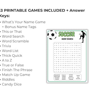 Soccer Games Bundle, 13 Printable Soccer Party Games, Soccer Birthday ...