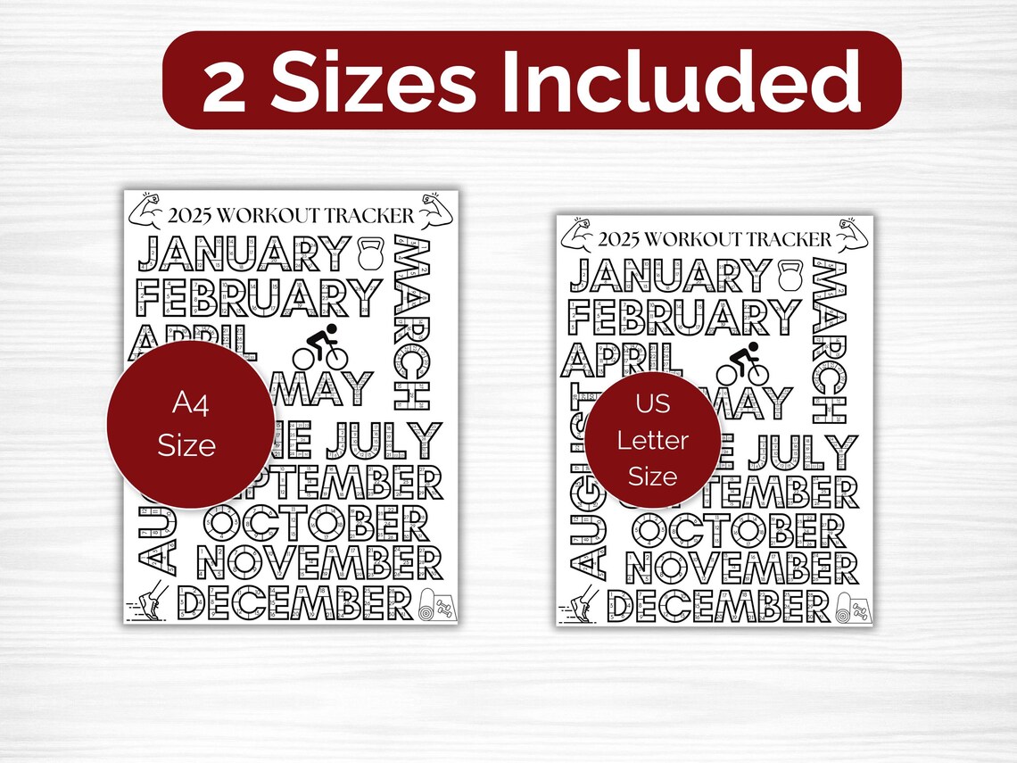 2025 Workout Tracker Coloring Page, Printable Fitness Tracker Coloring ...