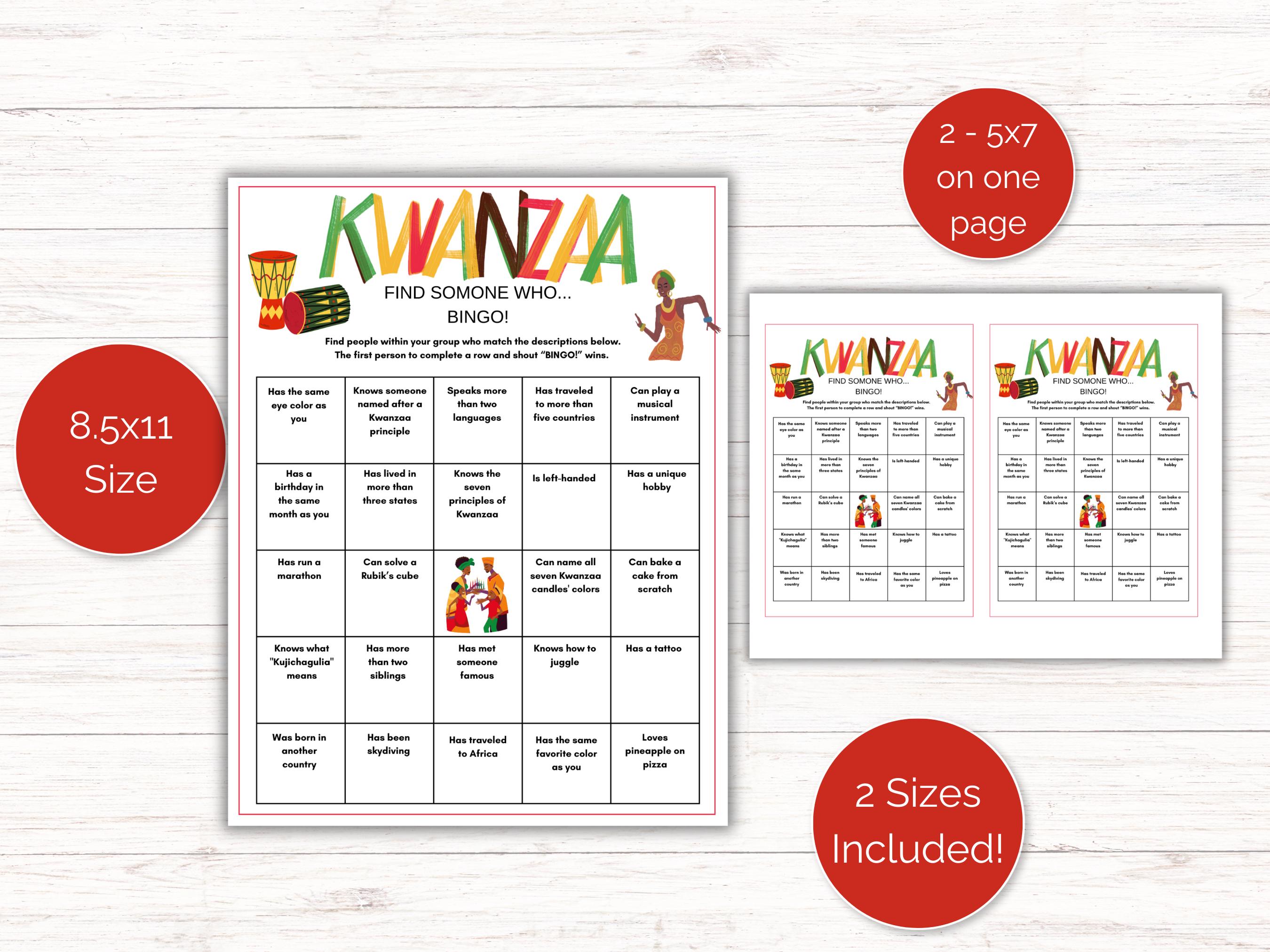 Kwanzaa Find Someone Who Game, Printable Kwanzaa Party Mix and Mingle ...