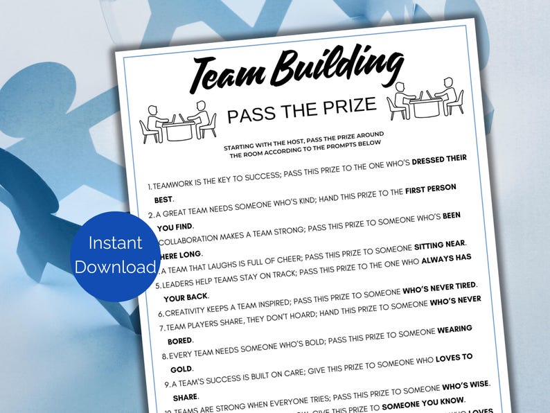 Team Building Pass the Prize, Printable Team Building Pass the Parcel ...
