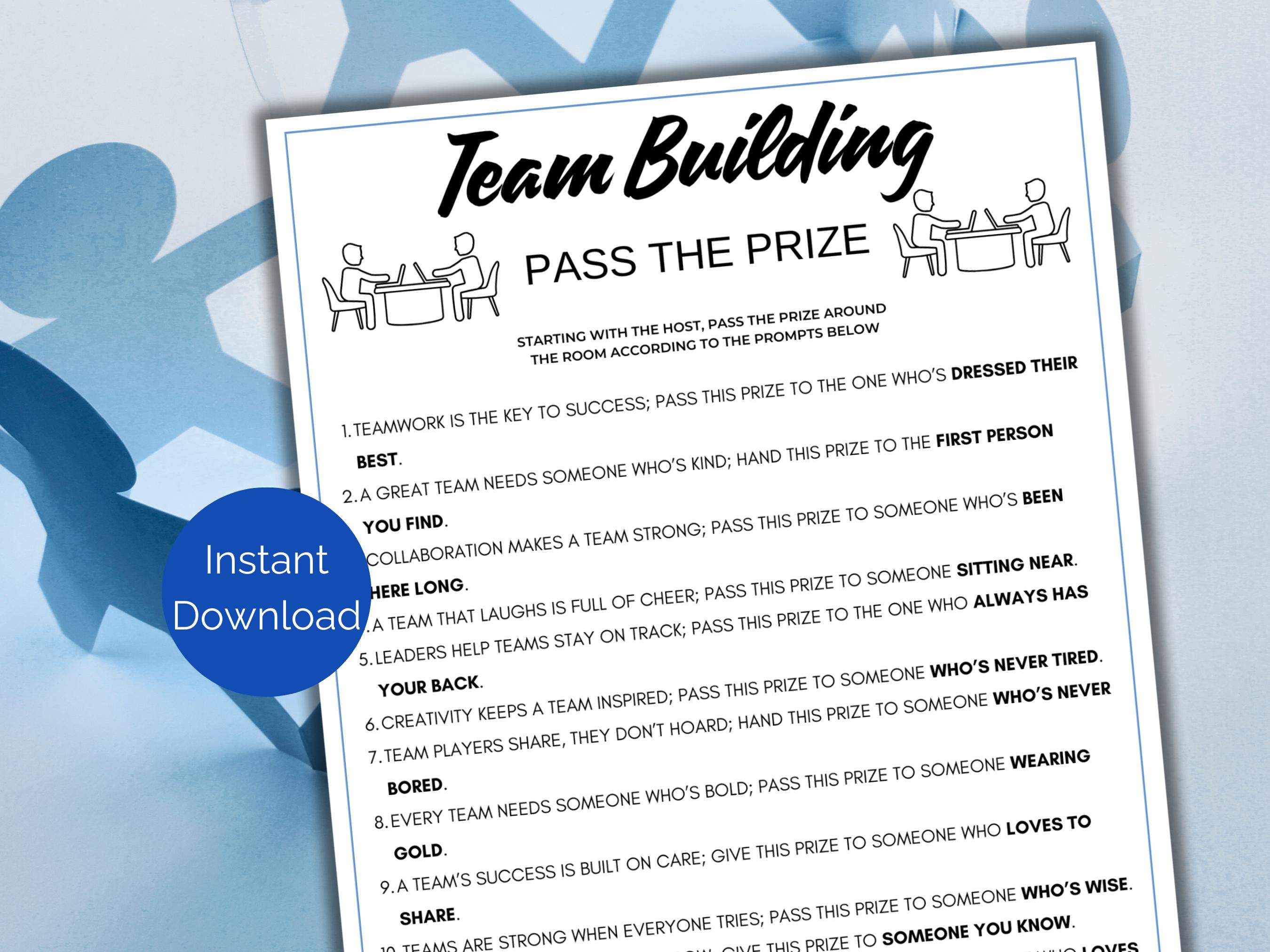 Team Building Pass the Prize, Printable Team Building Pass the Parcel ...