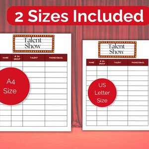 Talent Show Sign up Sheet, Printable Talent Show Signup, School Talent ...