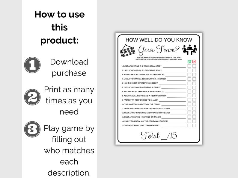 Team Building Games, How Well Do You Know Your Team, Office Party Game ...