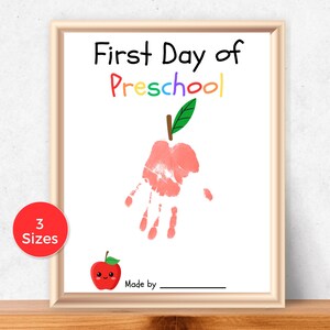 First Day of Preschool Handprint Art, Apple Handprint Craft, Preschool ...