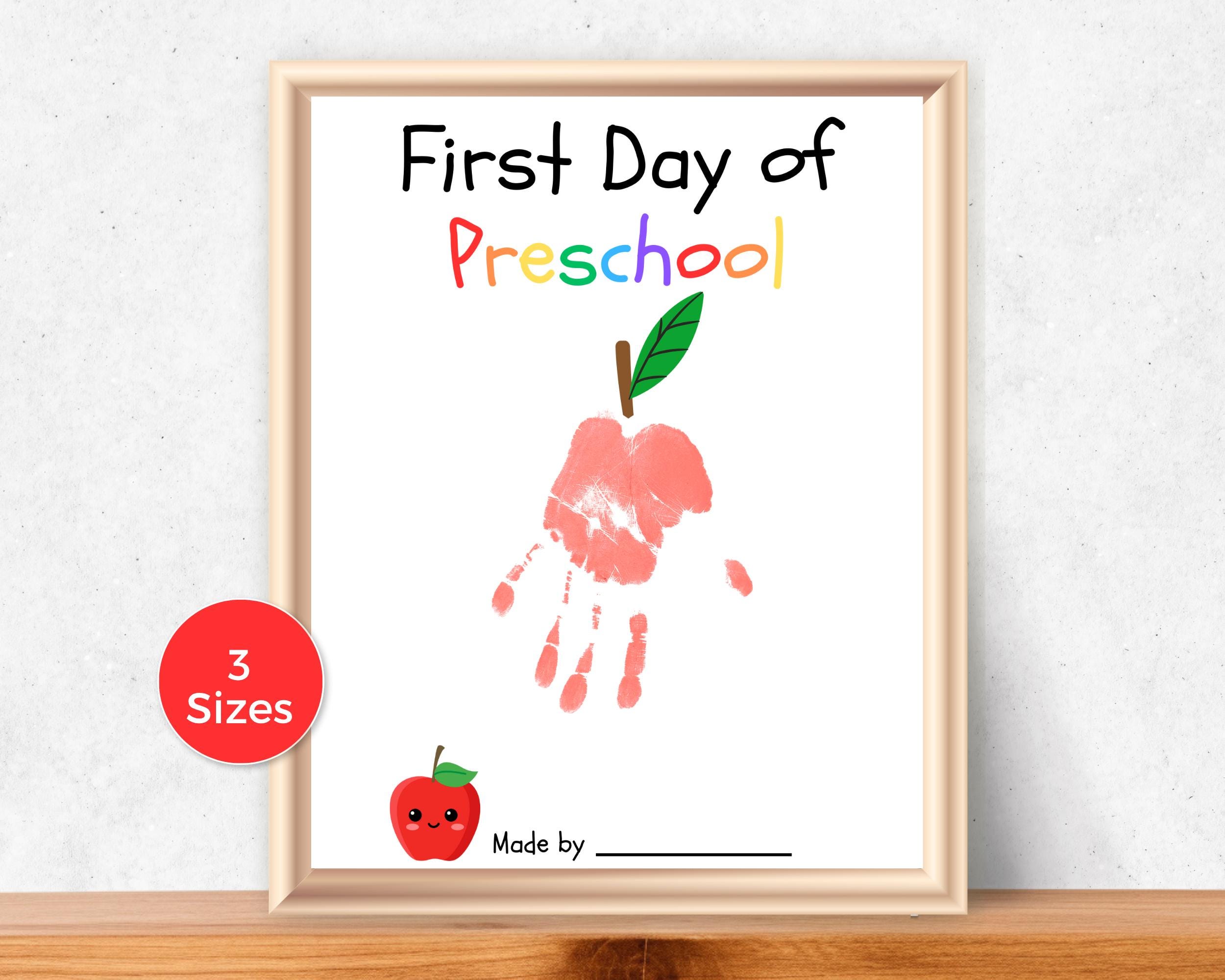 First Day of Preschool Handprint Art, Apple Handprint Craft, Preschool ...