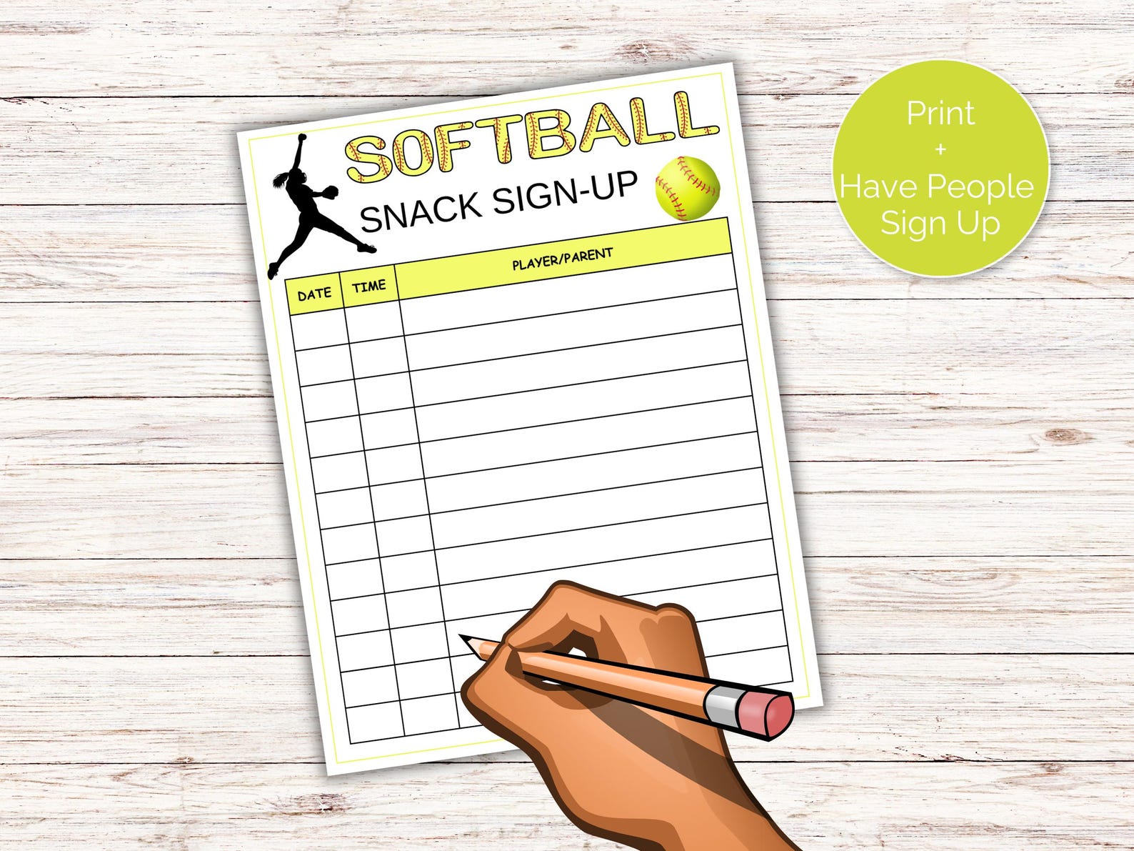 Softball Snack Sign up Sheet, Printable Softball Snack Calendar ...