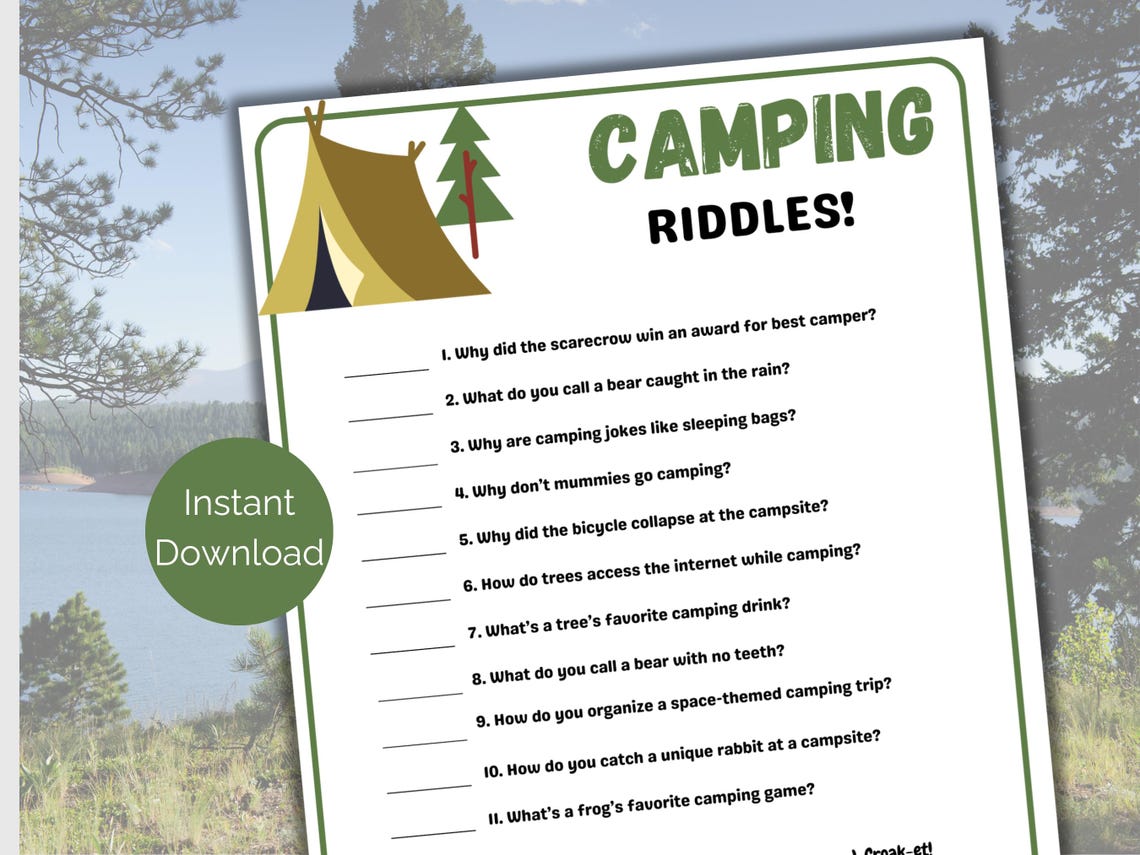 Camping Jokes, Camping Riddles, Camping Birthday Activity, Family ...