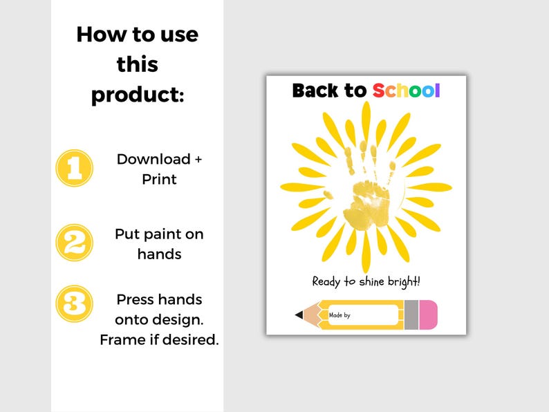 Back to School Handprint Art, Shine Bright Handprint Craft, Preschool ...