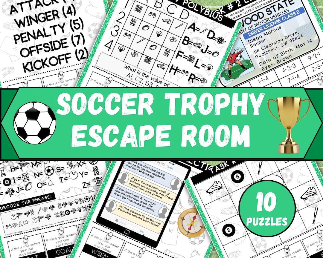 Soccer Escape Room for Kids, Printable Escape Room Kit, Soccer Birthday ...