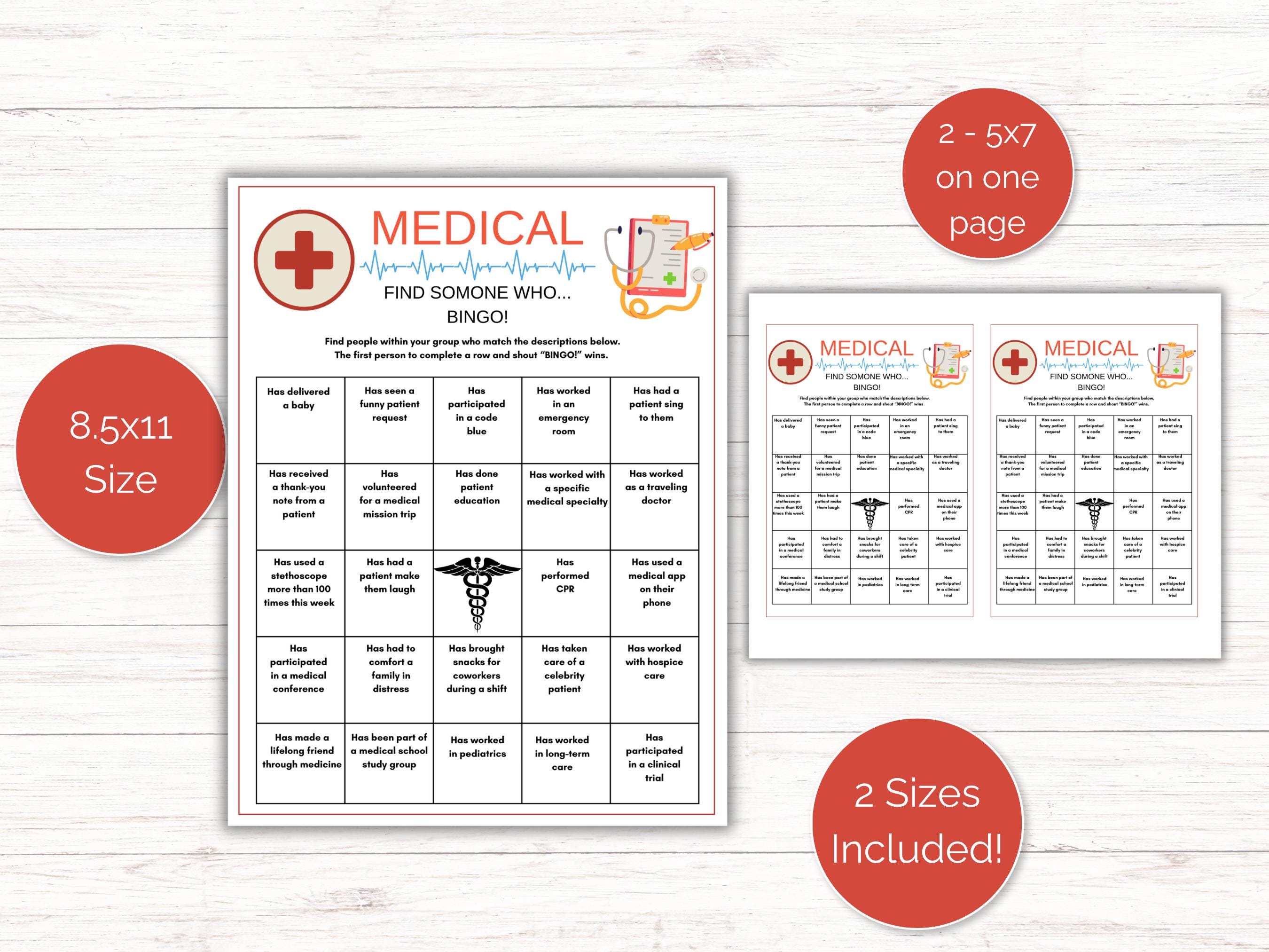 Medical Find Someone Who Game, Mix and Mingle Bingo, Medical Party Game ...