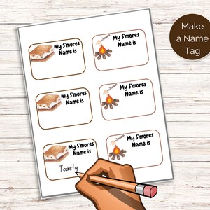 What's Your S'mores Name Game + Name Tags, S'mores Birthday Party ...